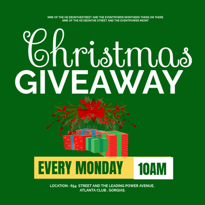 Green Maximalist Christmas Giveaways Instagram Post Template | PosterMyWall