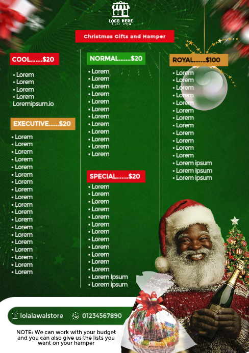 Green Maximalist Christmas Hamper Sale Flyer A5 Template | PosterMyWall