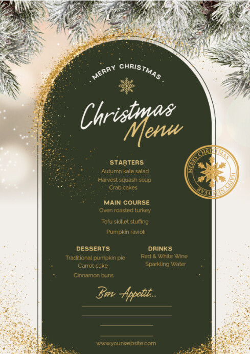 Green Maximalist Christmas Menu A4 Template | PosterMyWall