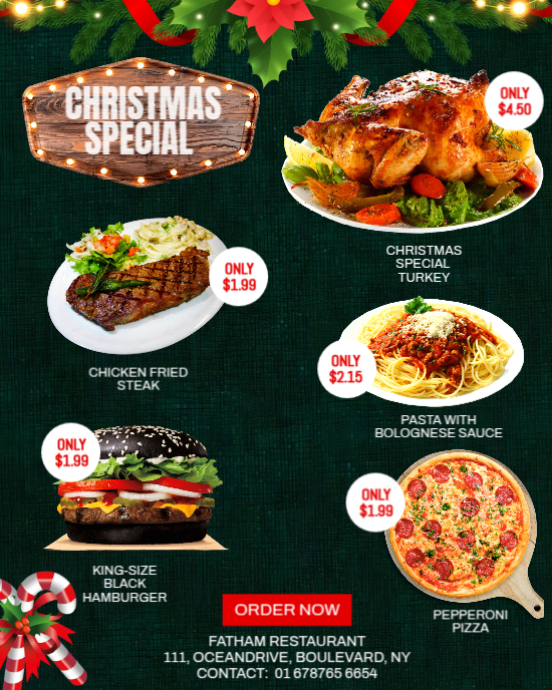 Green Maximalist Christmas Menu Instagram Portrait Template | PosterMyWall