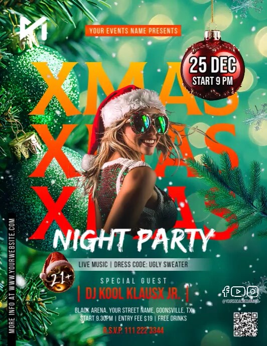 Green Maximalist Christmas Party Flyer (us Letter) Template | PosterMyWall
