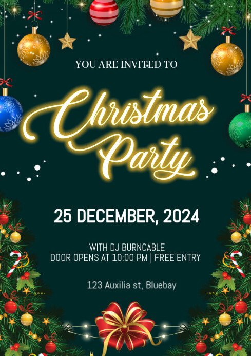 Copy of Green Maximalist Christmas Party flyer (A4) | PosterMyWall