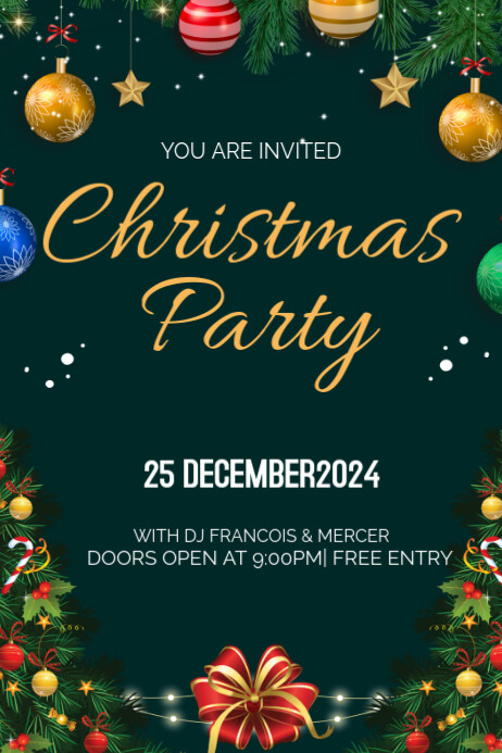 Green Maximalist Christmas Party Flyer Design Template Poster | PosterMyWall