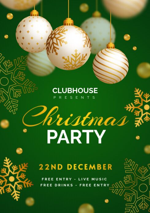 Plantilla de Green Maximalist Christmas Party Flyer Invitation A4 | PosterMyWall