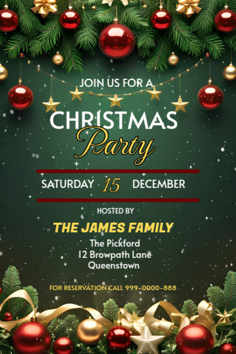 Green Maximalist Christmas Party Flyer Template Poster | PosterMyWall