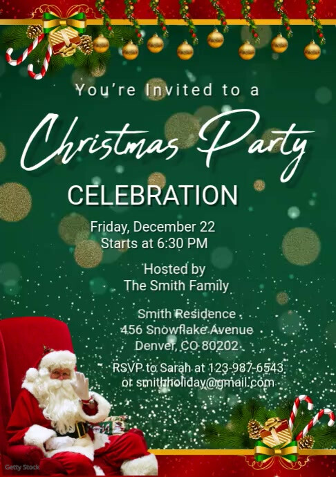 Plantilla de Green Maximalist Christmas Party Flyers, A4 | PosterMyWall