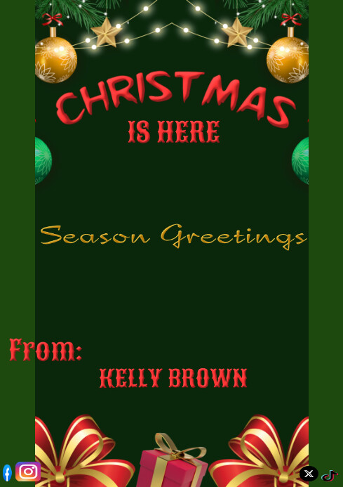 Green Maximalist Christmas Season Greetings Flyer A1 Template | PosterMyWall