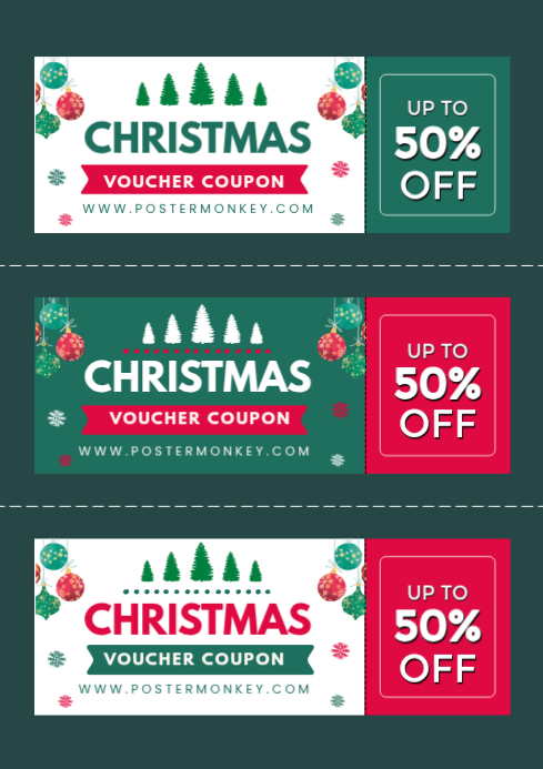 Green Maximalist Christmas Voucher Coupon A4 Template | PosterMyWall