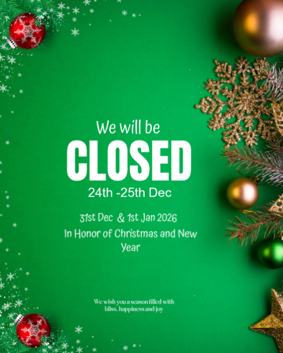 Green Maximalist Closed For Christmas Design Instagram Portrait ...