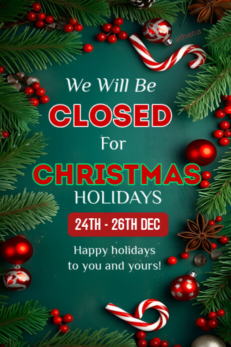 Copy of Green Maximalist Closed For Christmas Holiday Ads Poster | PosterMyWall
