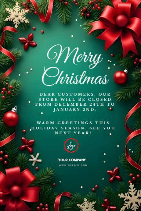 Plantilla de Green Maximalist Closed For Christmas Poster | PosterMyWall