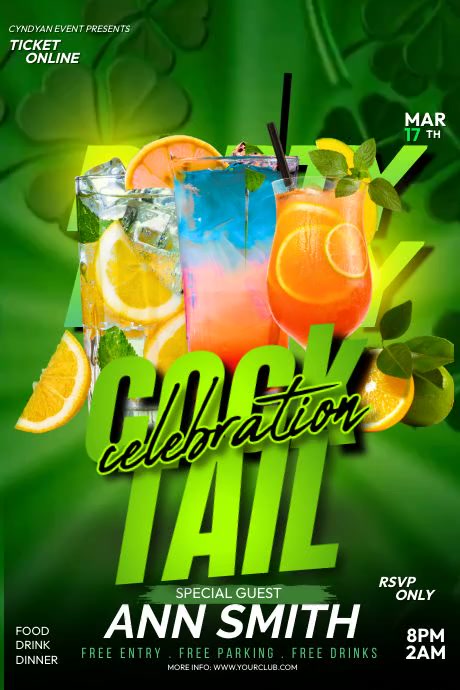 Plantilla de Green Maximalist Cocktail Event Poster | PosterMyWall