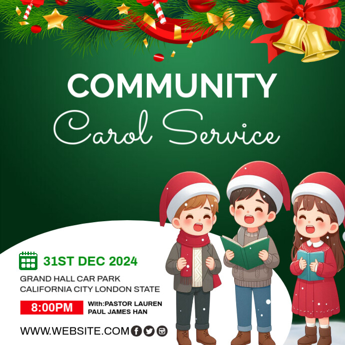 Copy of Green Maximalist Community Carol Service Invitation Template ...