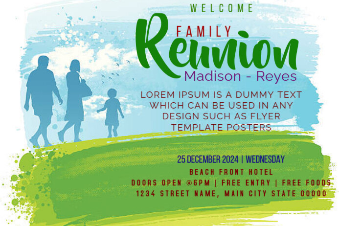 Green Maximalist Family Reunion Poster Template | PosterMyWall