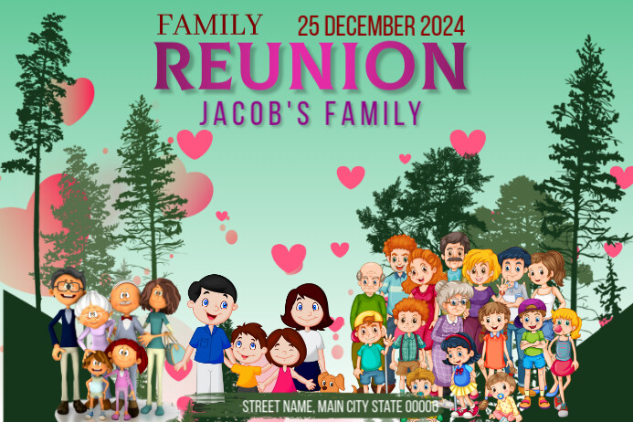 Green Maximalist Family Reunion Poster Template | PosterMyWall