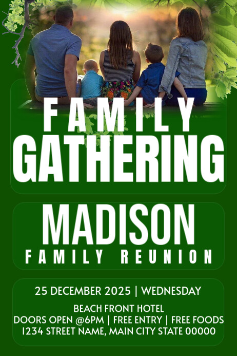 Green Maximalist Family Reunion Poster Template | PosterMyWall