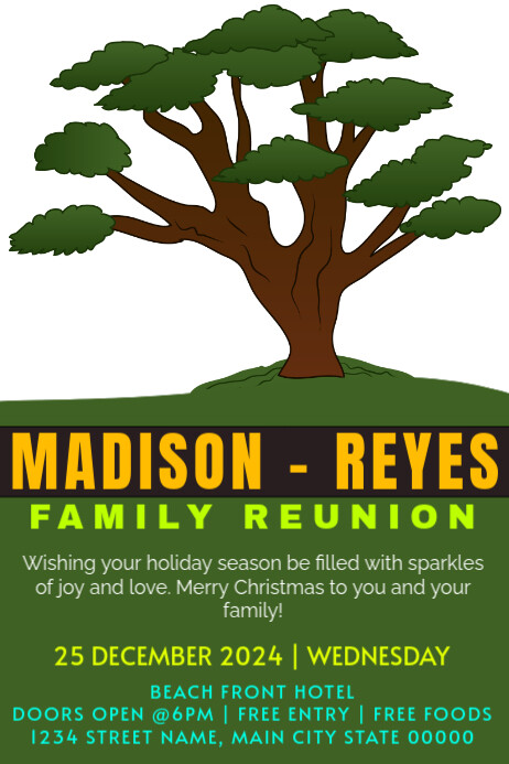 Green Maximalist Family Reunion Poster Template | PosterMyWall