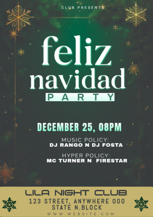 Green Maximalist Feliz Navidad Party 2025 A4 Template | PosterMyWall