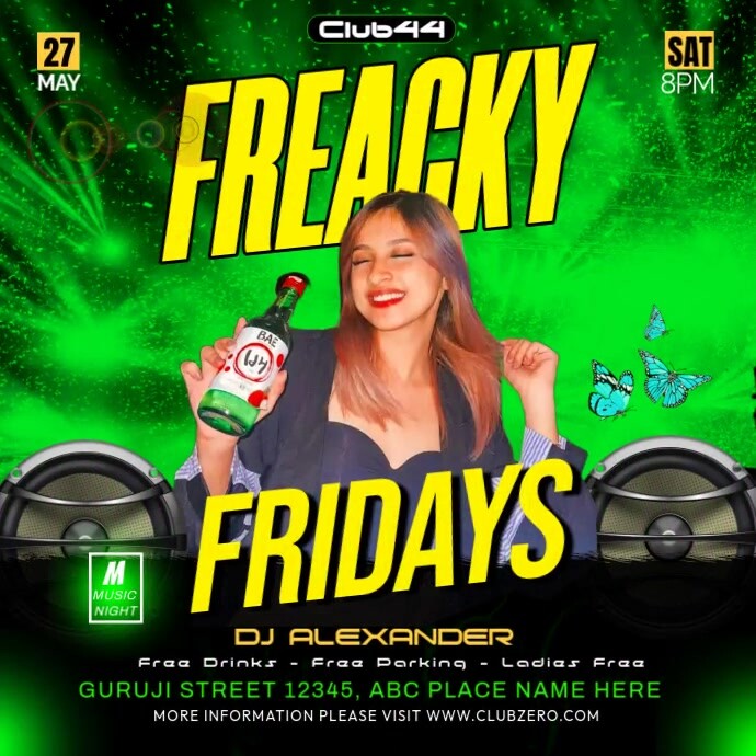 Plantilla de Green Maximalist Freaky Friday Party Square (1:1 ...