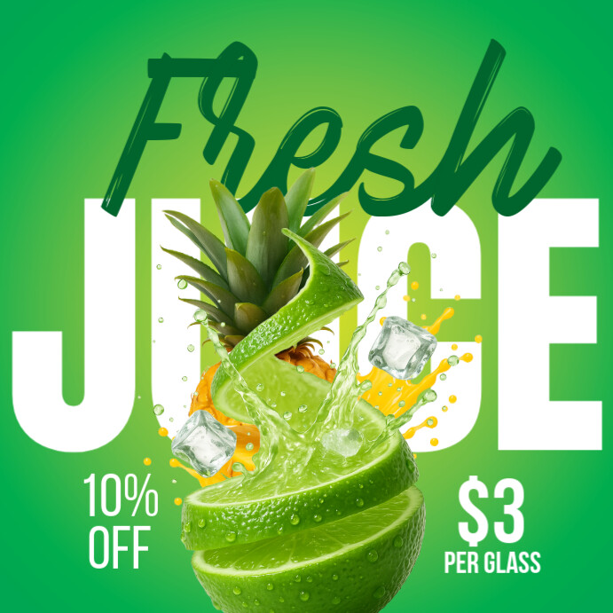 Green Maximalist Fresh Juce Instagram Post Template | PosterMyWall