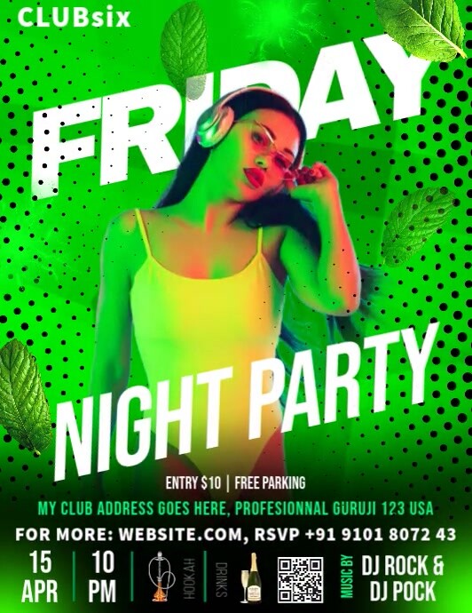 Green Maximalist Friday Night Party Flyer (us Letter) Template | PosterMyWall
