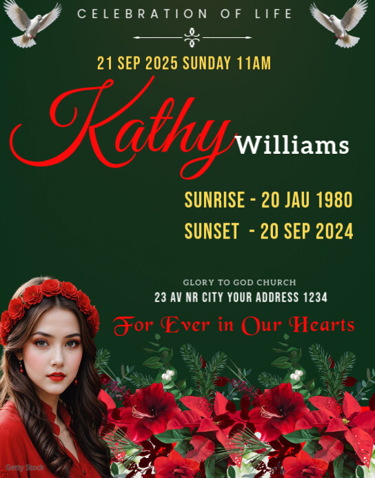 Plantilla de Green Maximalist Funeral Celebration Of Life Poster ...