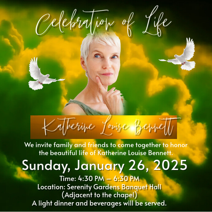 Green Maximalist Funeral Memorial Announcement Flyer Instagram Post ...