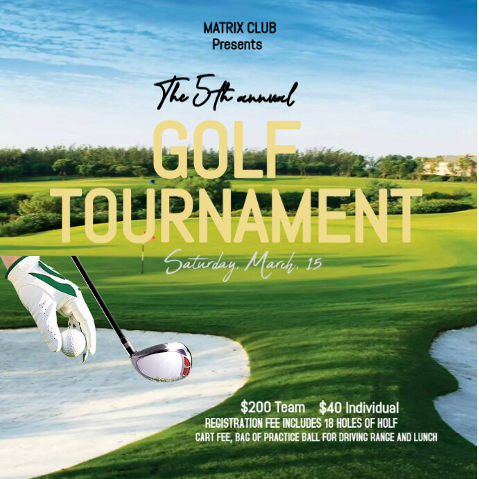 Green Maximalist Golf Tournament Instagram Post Template | PosterMyWall