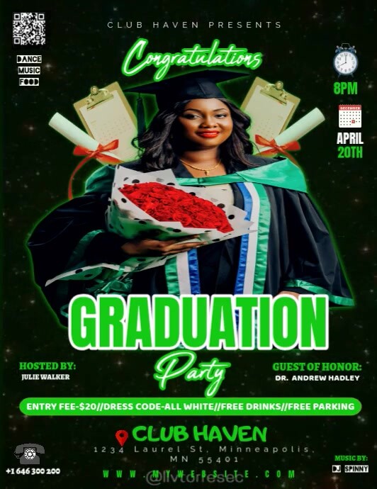 Copy of Green Maximalist Green Congratulations Graduation Party Flyer ...