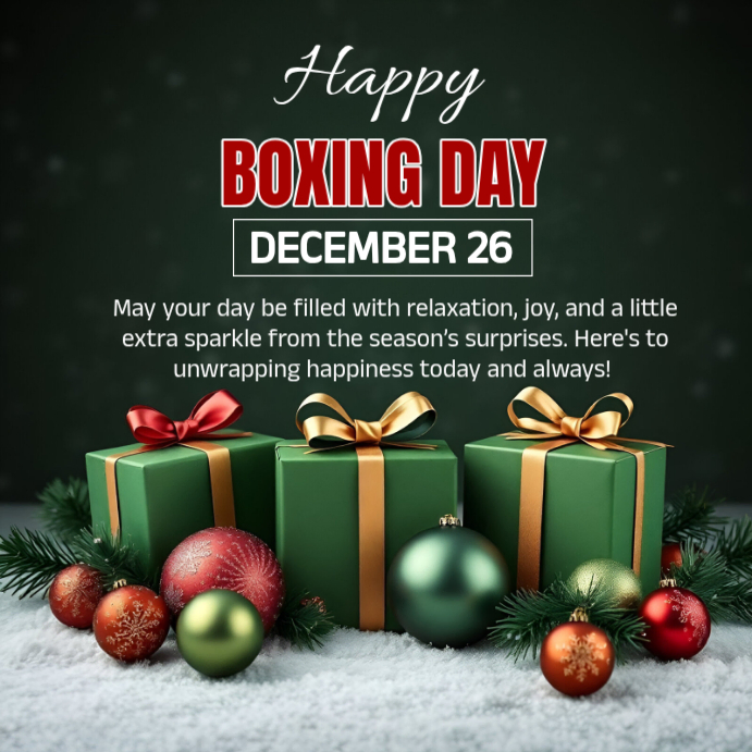 Green Maximalist Happy Boxing Day Instagram Post Template | PosterMyWall