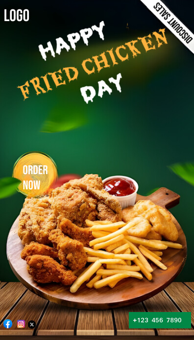 Green Maximalist Happy Fried Chicken Day Bus Template | PosterMyWall