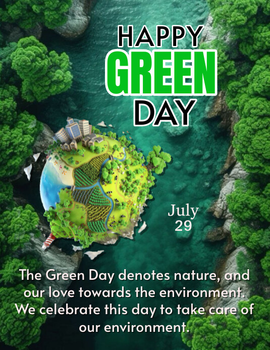 Green Maximalist Happy Green Day Flyer (us Le Template | PosterMyWall