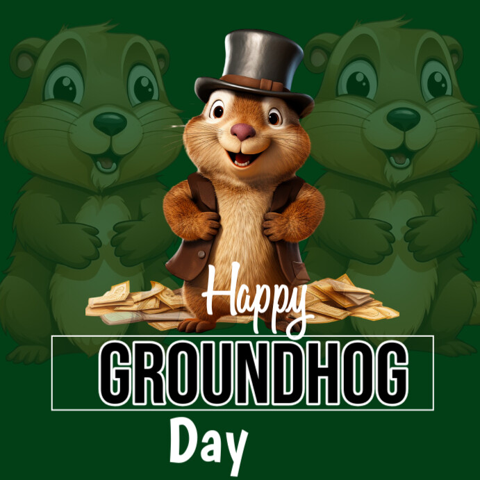 Green Maximalist Happy Groundhog Day Instagram Post Template | PosterMyWall