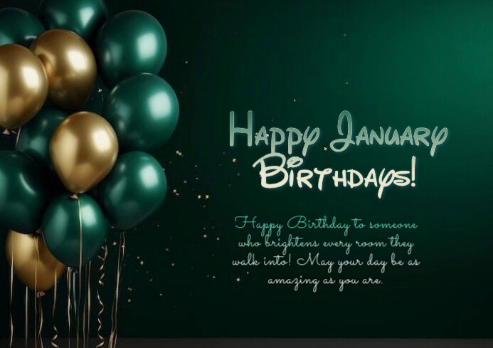 Green Maximalist Happy January Birthdays A4 Template | PosterMyWall