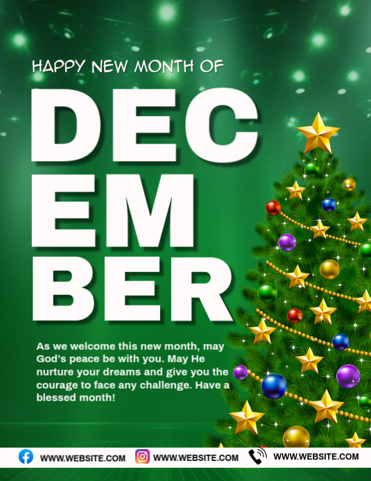 Copy of Green Maximalist Happy New Month December Wishes Template Flyer ...