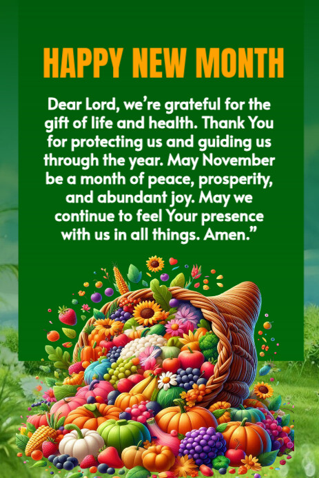 Green Maximalist Happy New Month Of November Template Pinterest Graphic ...