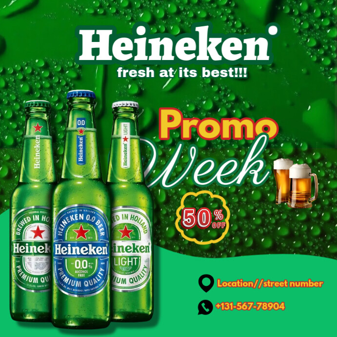 Plantilla de Green Maximalist Heineken Design Template Instagram Post ...