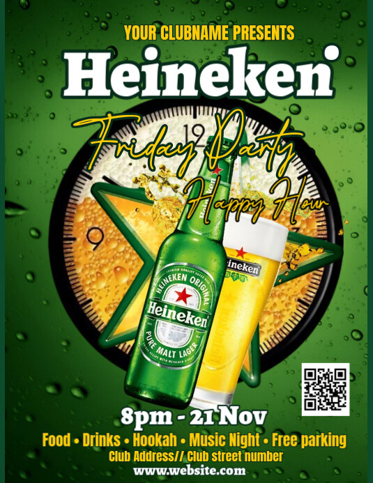 Green Maximalist Heineken Night Party Flyer Flyer (us Letter) Template ...