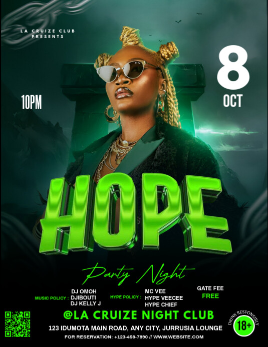 Green Maximalist Hope Party Night Flyer (us Letter) Template | PosterMyWall