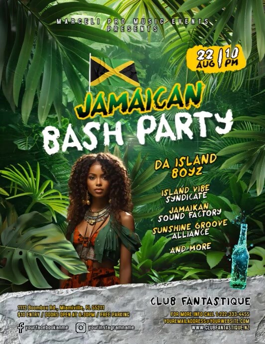 Copy of Green Maximalist Jamaican Bash Party Flyer (u | PosterMyWall