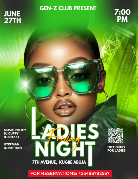 Green Maximalist Ladies Night Flyer (us Letter) Template | PosterMyWall