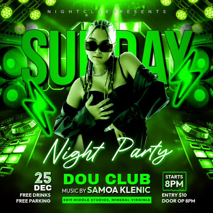 Green Maximalist Ladies Night Out Party Poster Latin Night Party Flyer ...