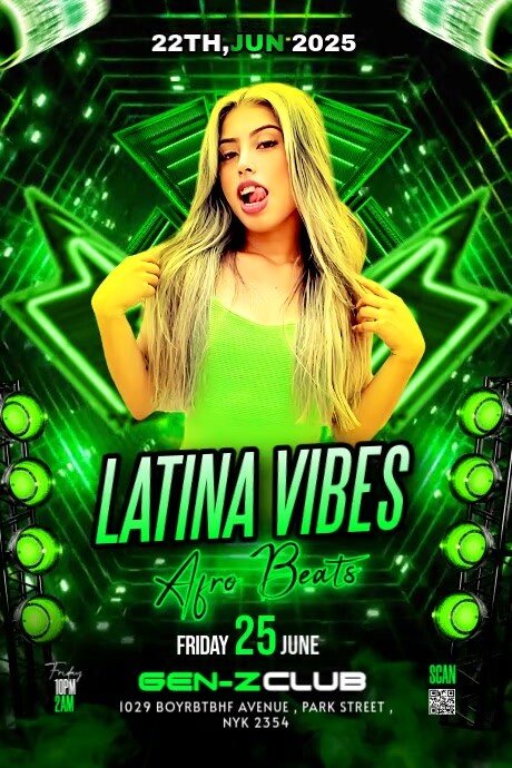 Green Maximalist Latin Vibes Banner 4' × 6' Template | PosterMyWall