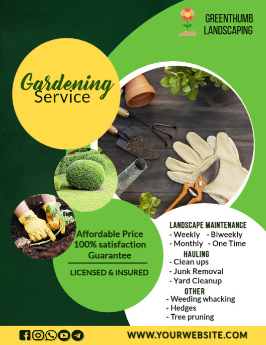 Green Maximalist Lawn And Gardening Service Flyer (us Letter) Template ...