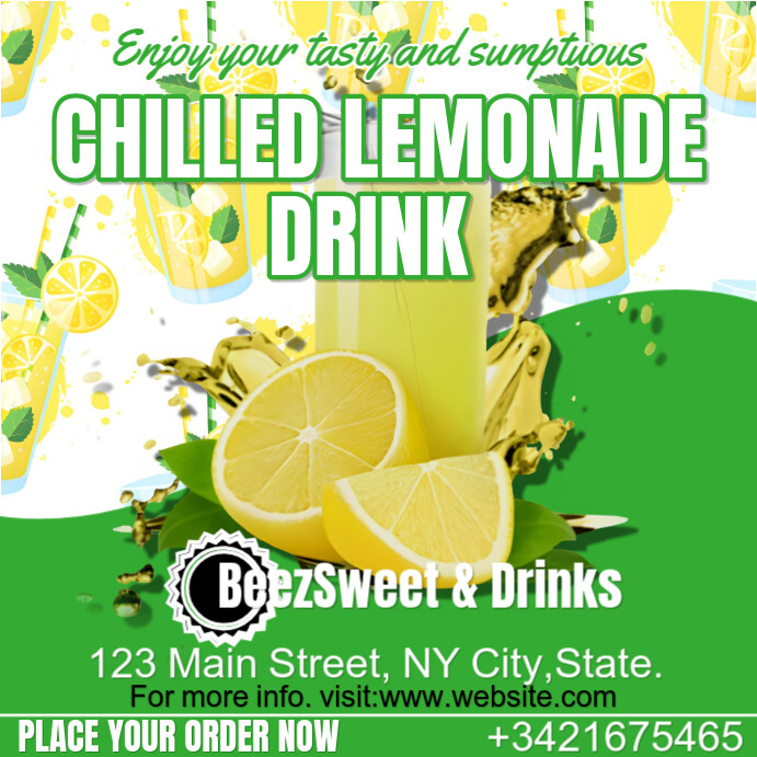 Green Maximalist Lemonade Instagram Post Template | PosterMyWall