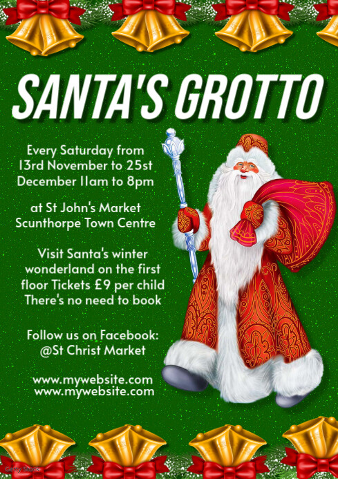 Green Maximalist Marry Christmas Santa Grotto Flyers A4 Modelo ...