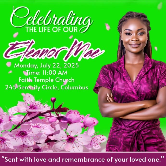 Plantilla de Green Maximalist Memorial Funeral Announcement Flyer ...