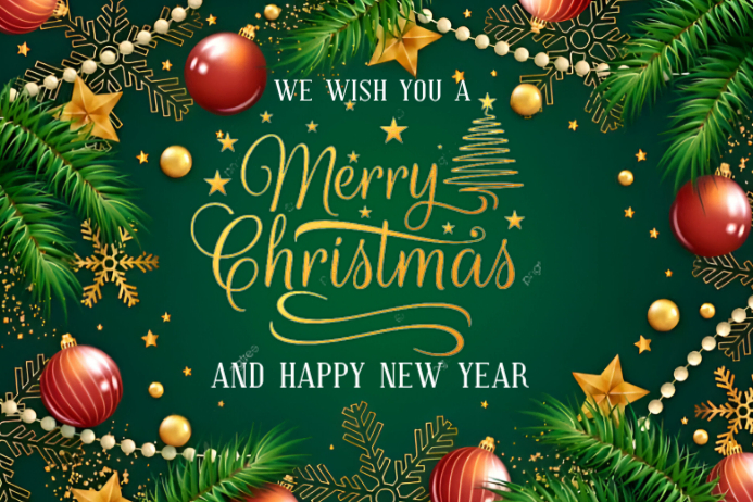 Green Maximalist Merry Christmas And Happy New Year Greeting Card ...
