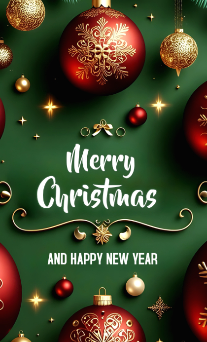 Green Maximalist Merry Christmas Card Design Us Legal Template ...