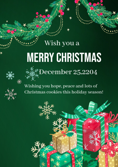 Copy of Green Maximalist Merry Christmas Day Wish Cards A4 | PosterMyWall